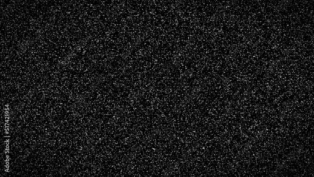 Distorted black and white, monochrome TV static noise interference on a ...