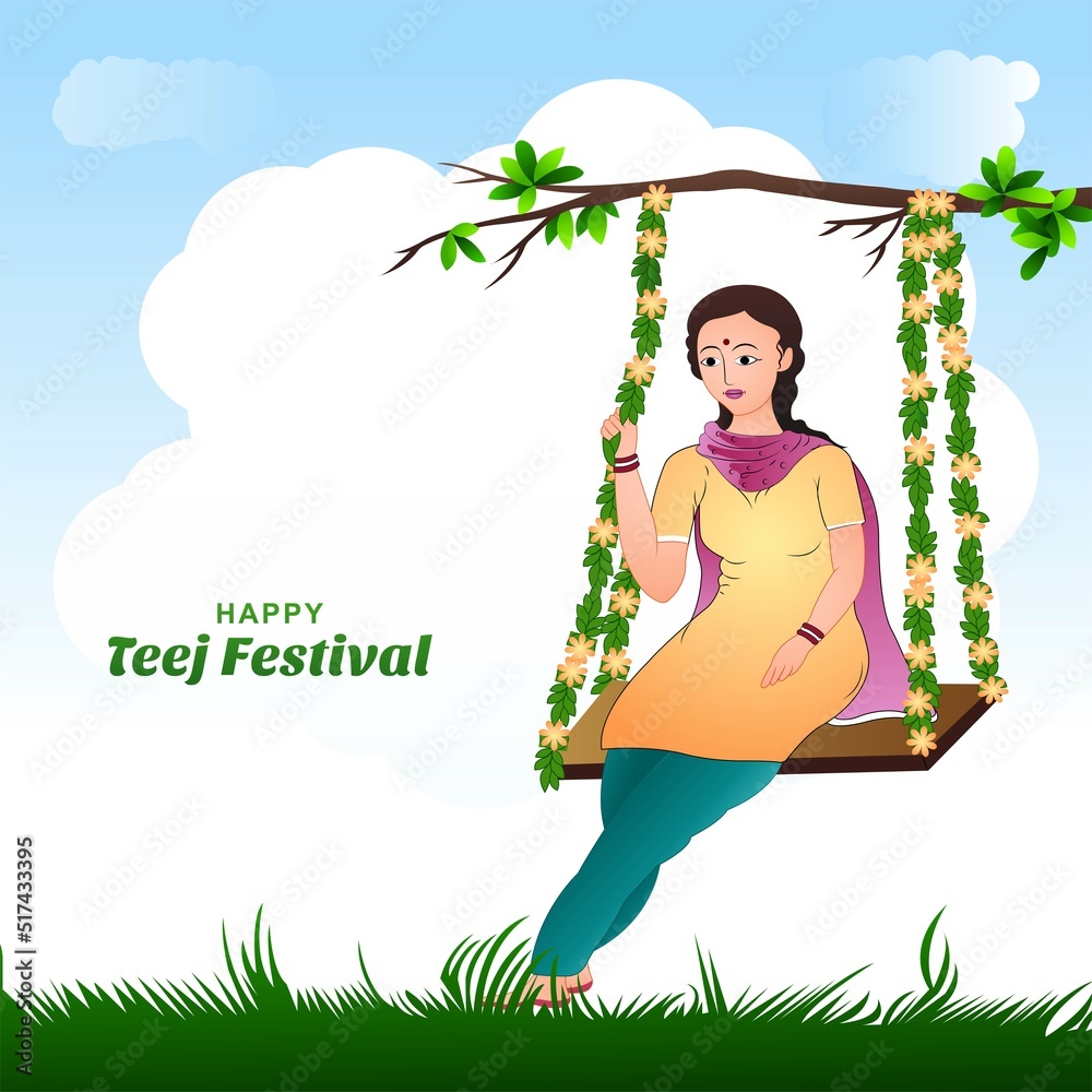 Happy hariyali teej indian festival card background Stock Vector ...
