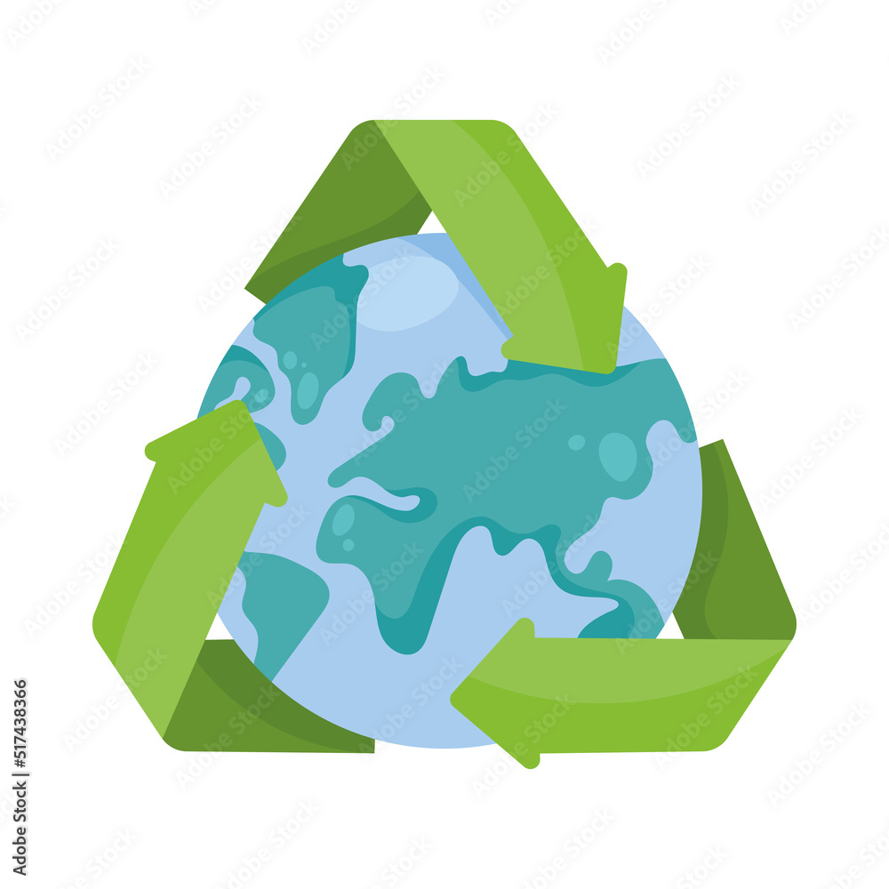 earth planet with recycle arrows Stock Vector | Adobe Stock