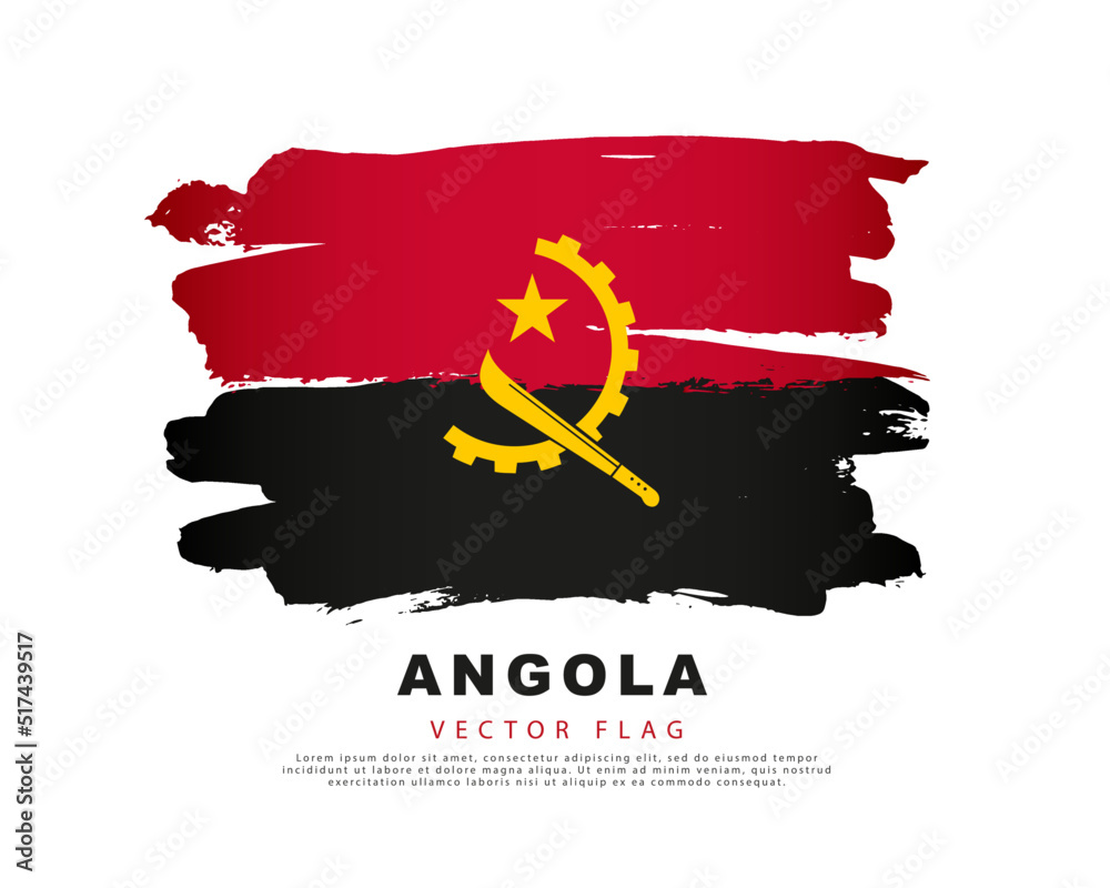 Flag of Angola. Red and black brush strokes, hand drawn. Vector ...