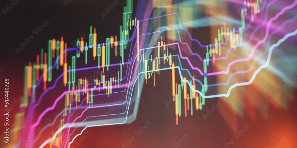 Finance and investment concept. Charts of financial instruments with ...