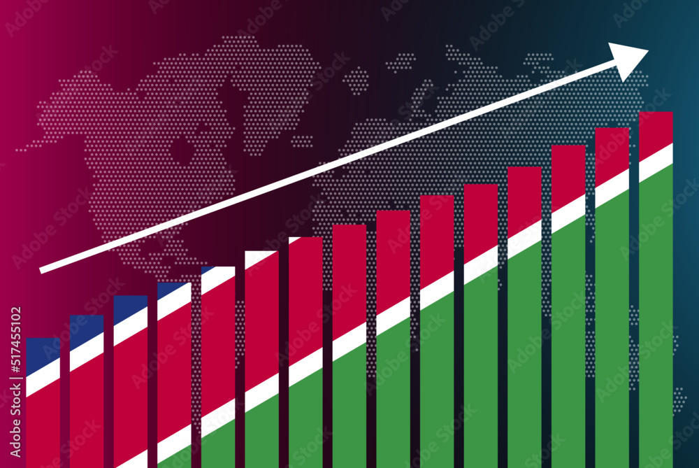 Namibia bar chart graph, increasing values, country statistics concept ...