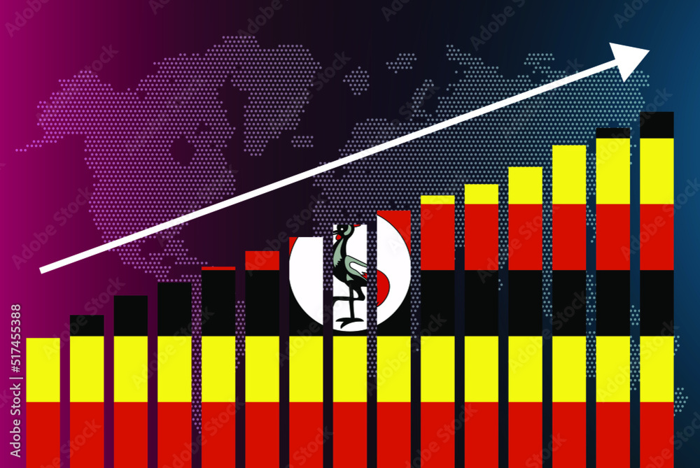 Uganda bar chart graph, increasing values, country statistics concept ...