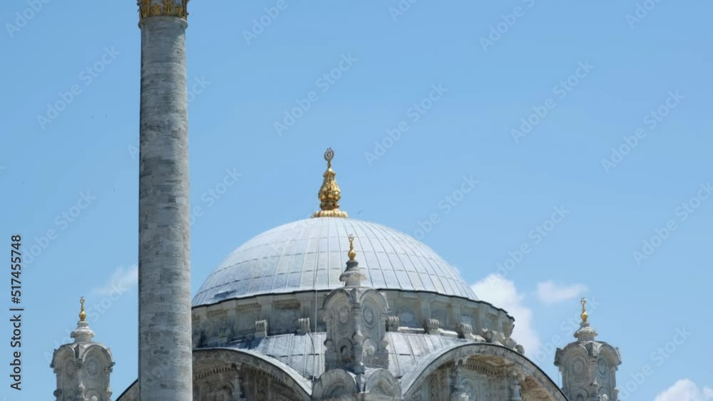 Ortakoy Mosque 4k 60 fps Bosphorus side view, known as "Büyük Mecidiye ...