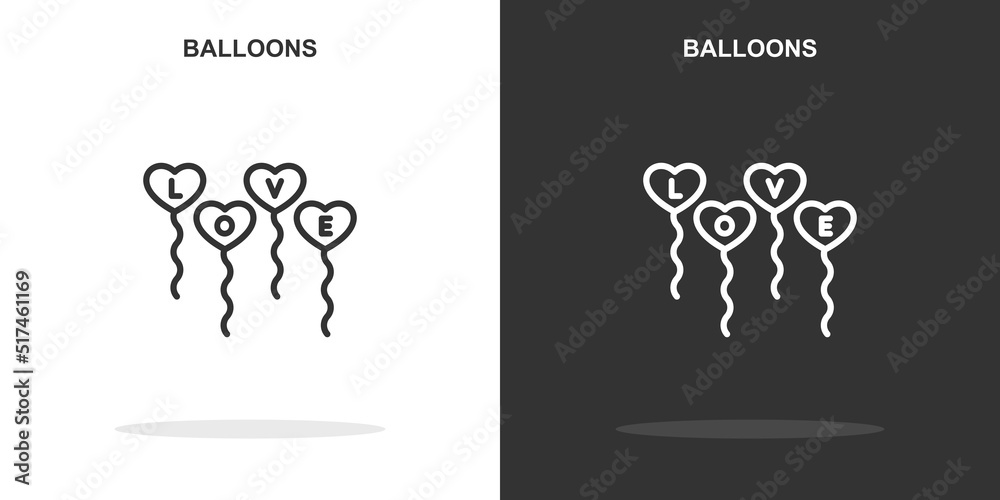 balloons line icon. Simple outline style.balloons linear sign. Vector ...