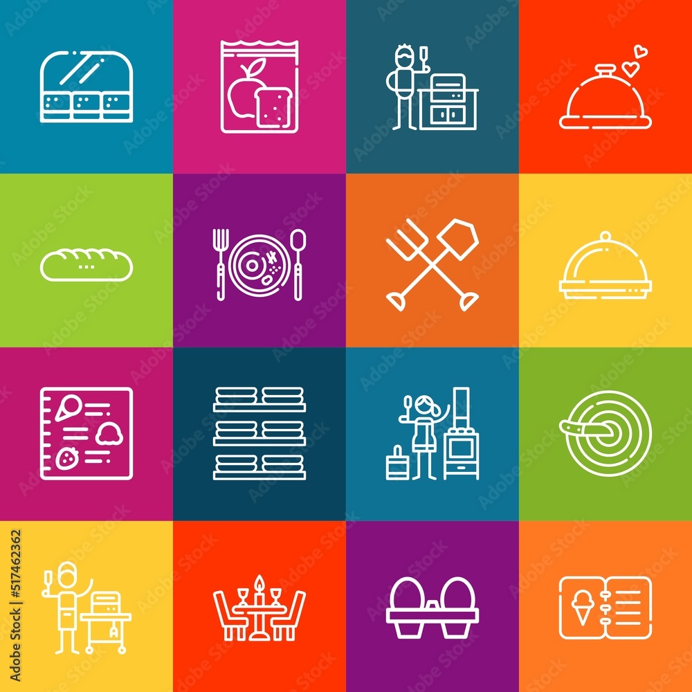 Modern thin line icons set of lunch elements. Premium quality outline ...