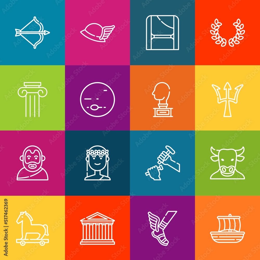 Modern thin line icons set of greek elements. Premium quality outline ...