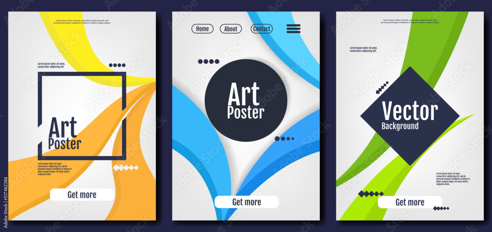Set of vector modern poster. Design with dynamic shapes for greeting ...