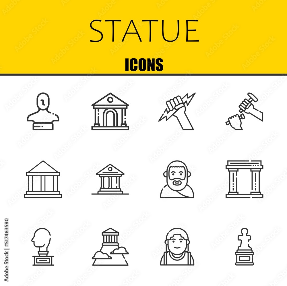 statue vector line icons set. statue, museum and zeus Icons. Thin line ...