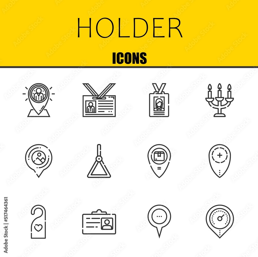 holder vector line icons set. placeholder, id card and id card Icons ...