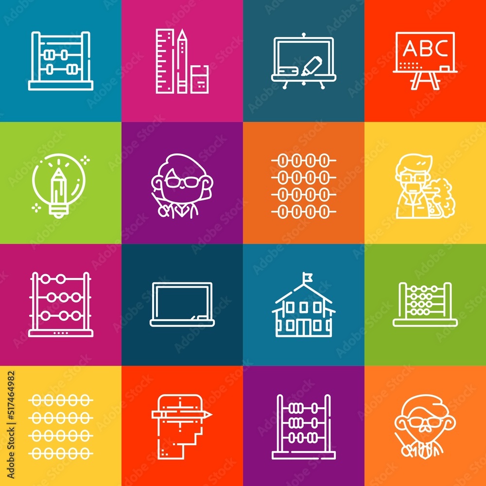 Modern thin line icons set of classroom elements. Premium quality ...