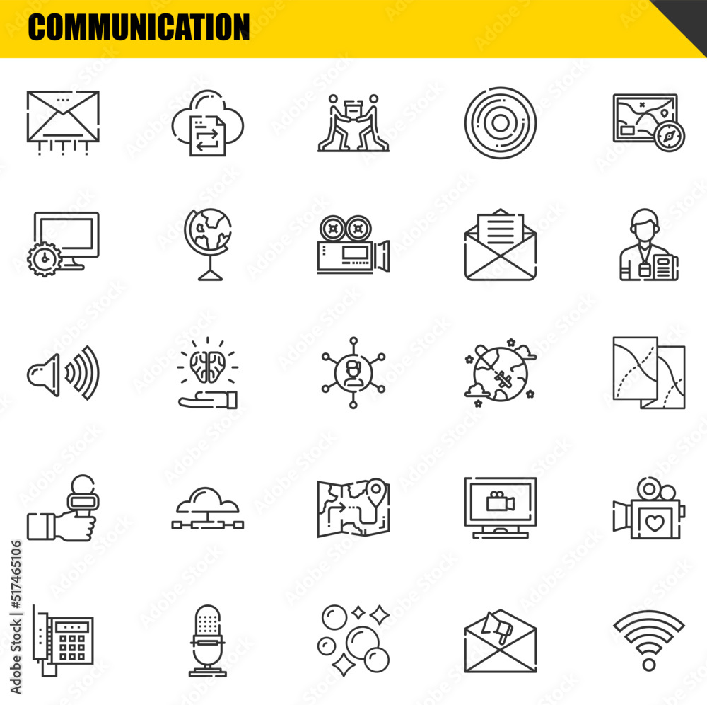 Communication Vector Line Icons Set Email Telephone And Speaker Icons