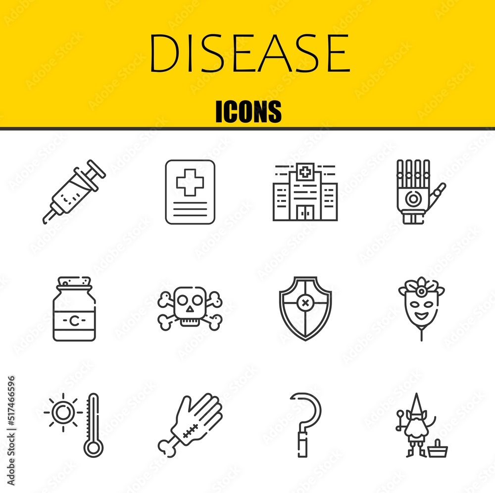 disease vector line icons set. vaccine, hospital and hospital Icons ...