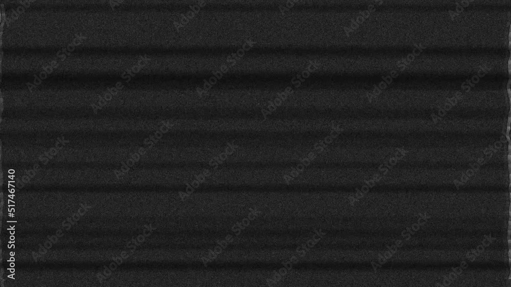 Black and white, monochrome TV static noise interference with glitches ...