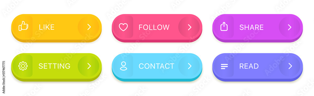 Click here web buttons. Set of action button like more contact setting ...