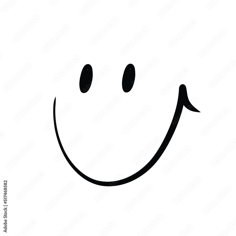 Vector Hand drawn smile. Smiling Face Abstract. Smiling, winking ...