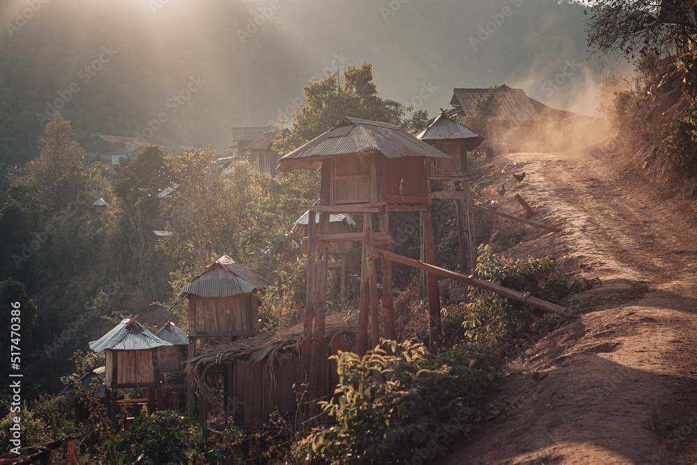 Fotka „ small huts on stilts built by teenage boys when they turn 16 in ...