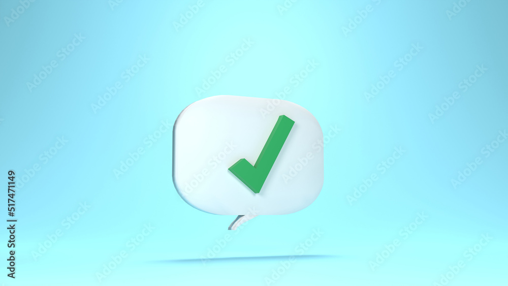 3d illustration, The Business pop up check mark notification. Stock ...