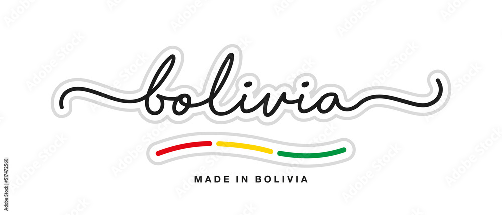 Made in Bolivia, new modern handwritten typography calligraphic logo ...