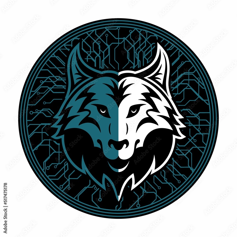Vector wolf head image in the circle, wolf head logo design concept ...