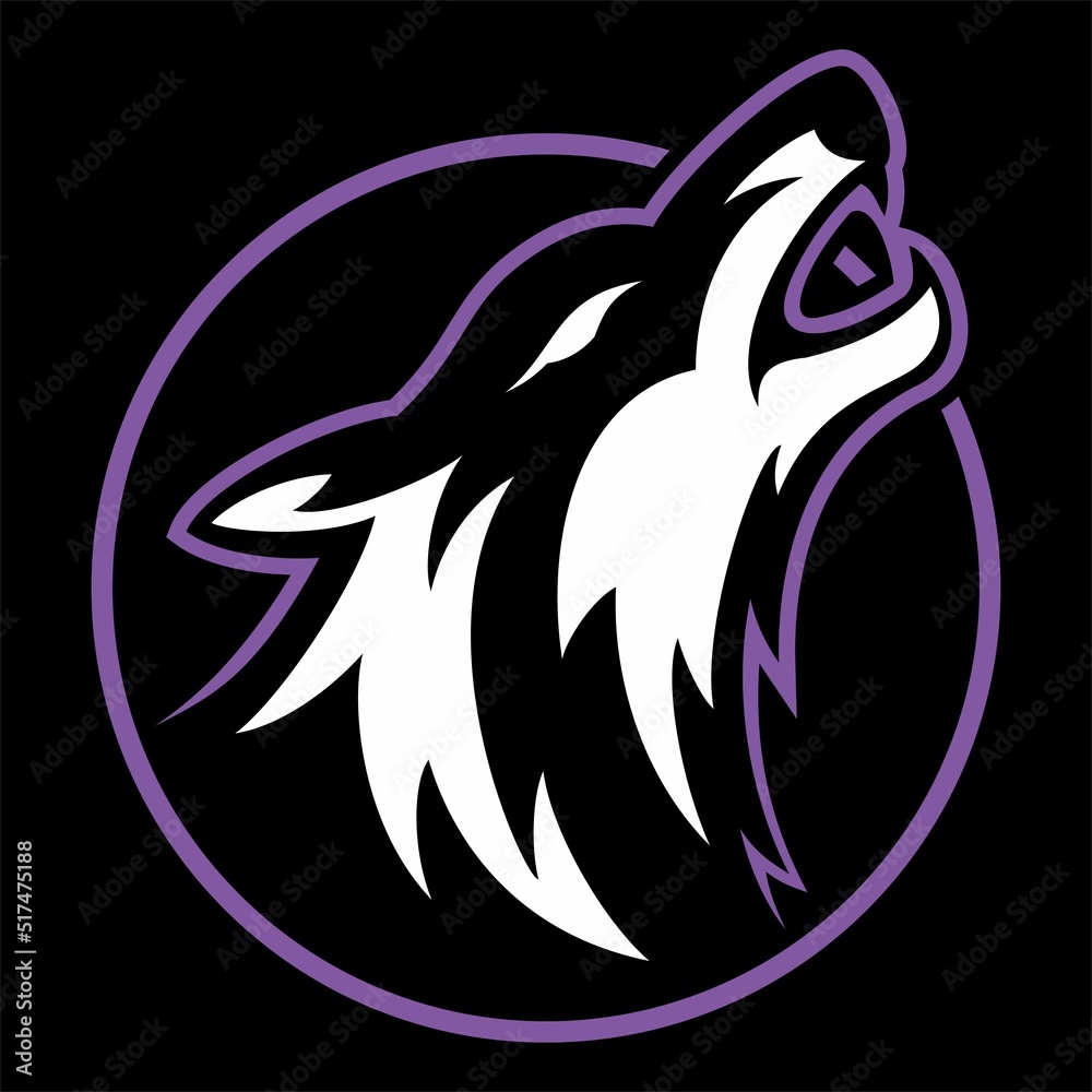 Vector wolf head image in the circle, wolf head logo design concept ...