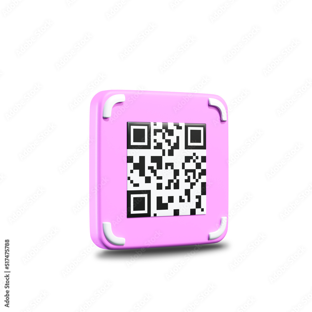 Cartoon QR code scanning icon, 3D render illustration Stock ...