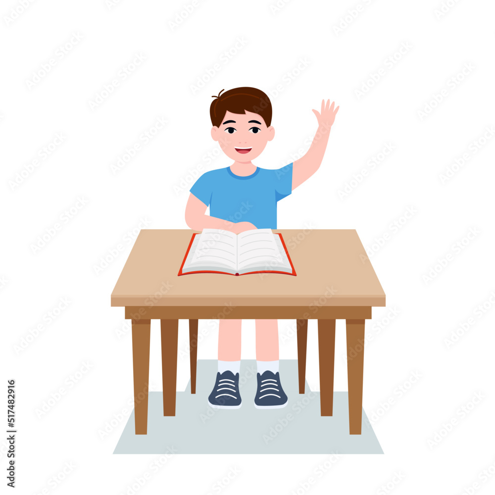 Boys are writing, kids doing homework, maths at home. Cartoon cute ...