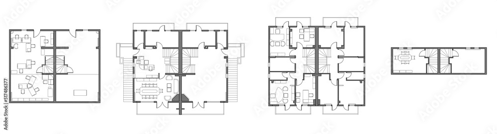 2d architectural drawings of an office building floors from basement to ...