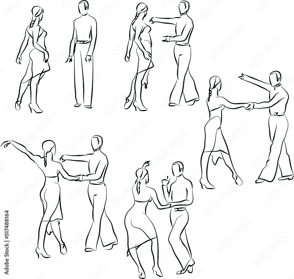 set of rumba dance moves. couple of performers dancing in the ballroom ...