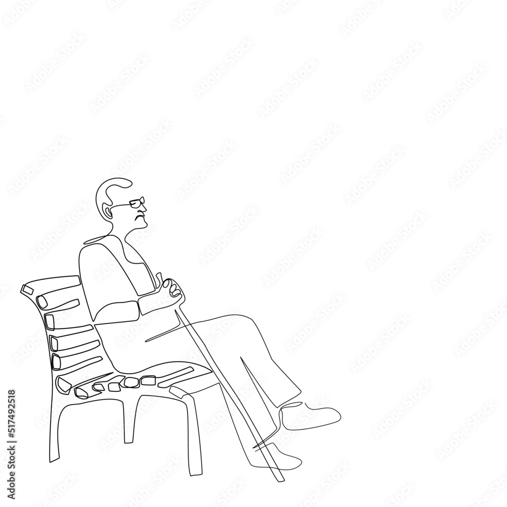 Man Sitting In Chair Side Drawing