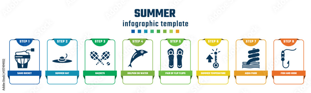summer concept infographic design template. included sand bucket ...
