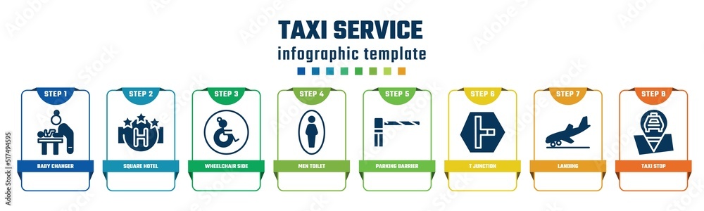 taxi service concept infographic design template. included baby changer ...