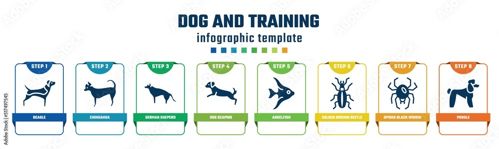 dog and training concept infographic design template. included beagle ...