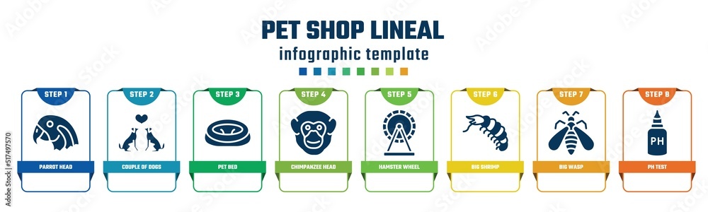 pet shop lineal concept infographic design template. included parrot ...