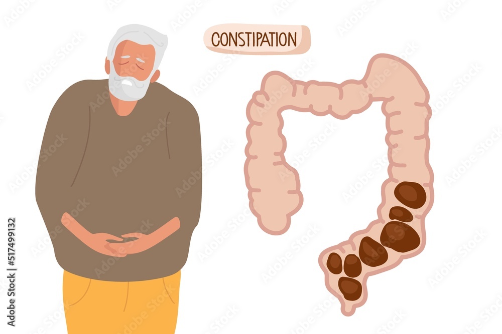 Abdominal pain due to constipation. Intestine with constipation ...