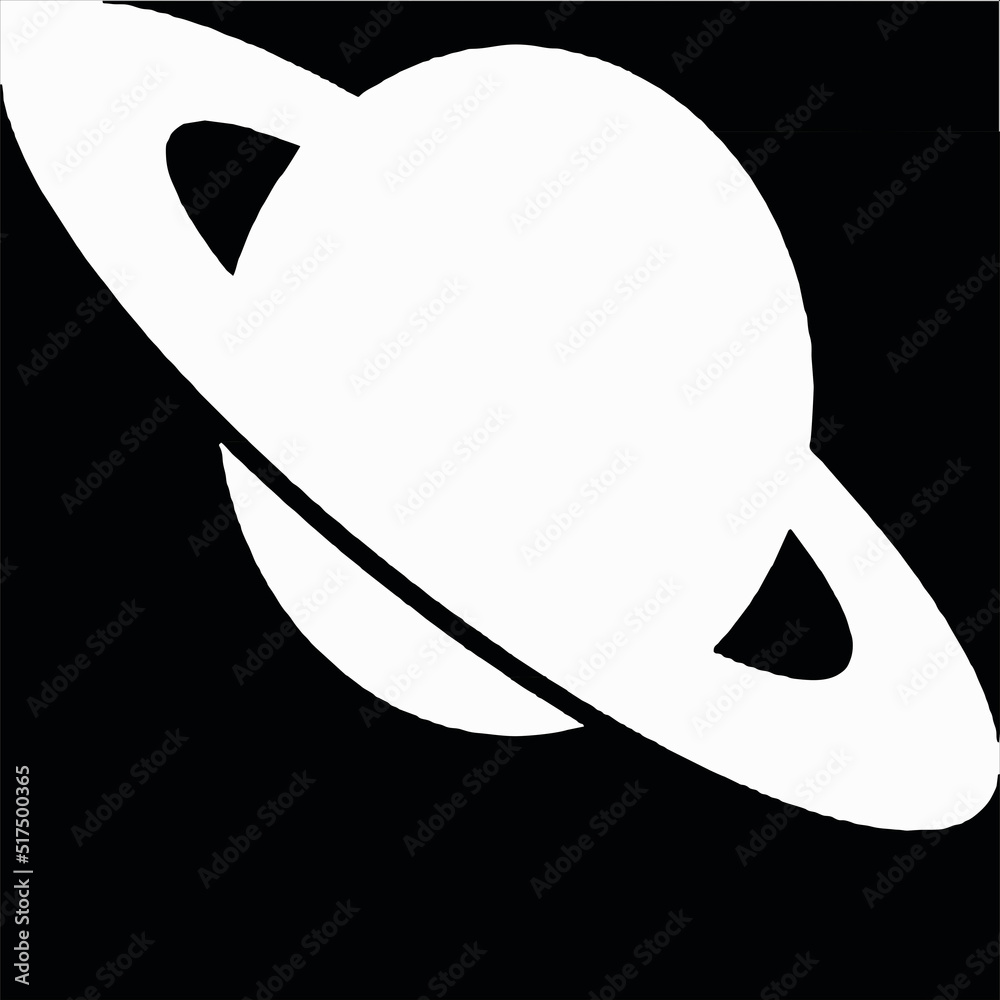 Vector, Image of Saturn planet icon, black and white color, transparent ...