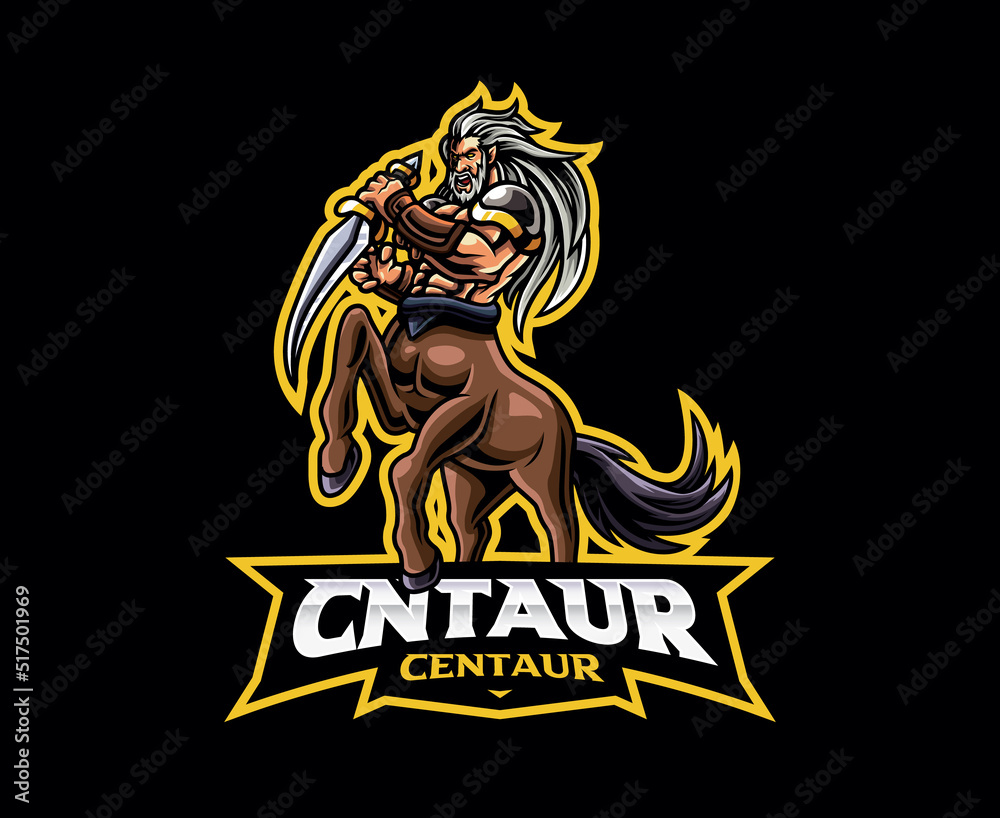 Centaur mascot logo design. Vector illustration centaur with sword ...