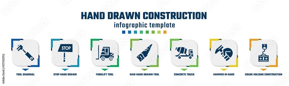 hand drawn construction concept infographic design template. included ...