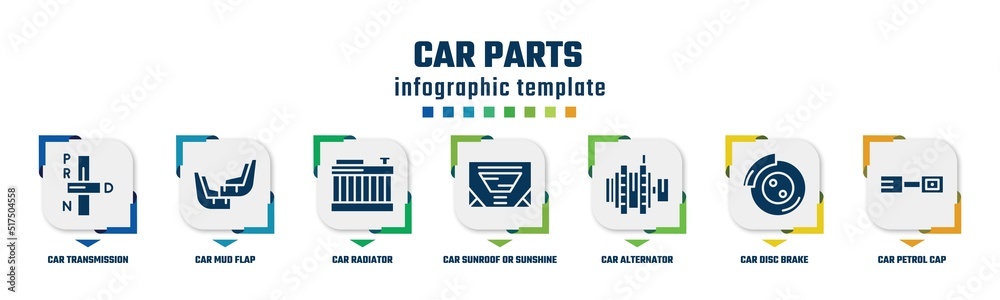 car parts concept infographic design template. included car ...