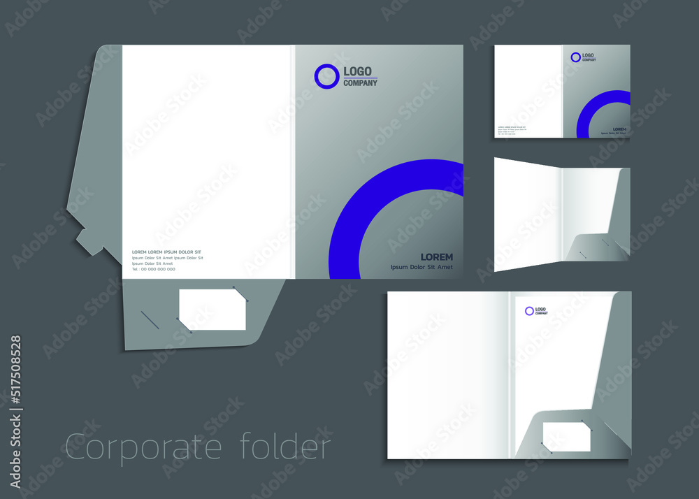 A4 size single pocket reinforced folder mock-up isolated. 3D ...