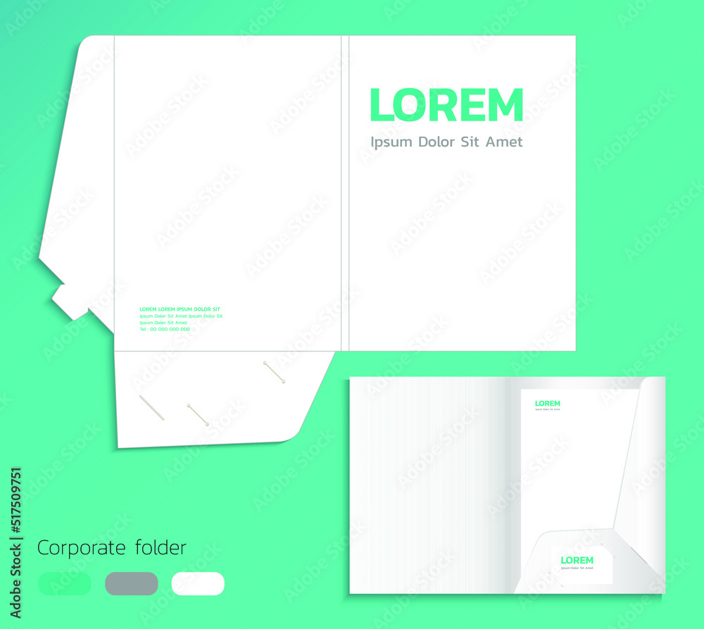 A4 Size Single Pocket Reinforced Folder Mock Up Isolated 3d Illustration Stock Vector Adobe Stock