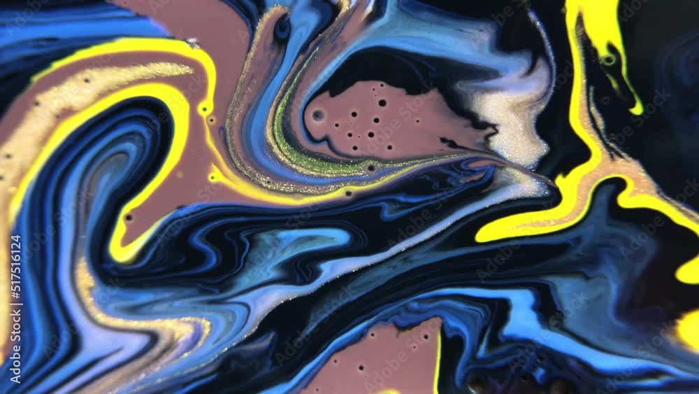Vidéo Stock Multicolor Acrylic Oil Art, Artwork Mixed Effect. Liquid ...