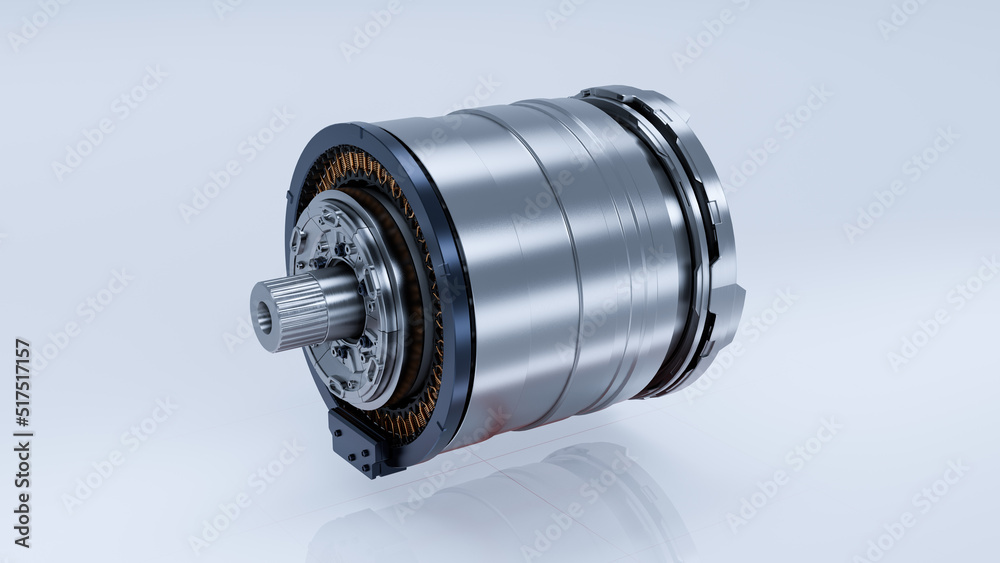 Futuristic 3D Render of Metal Engine for Modern Equipment. Three ...