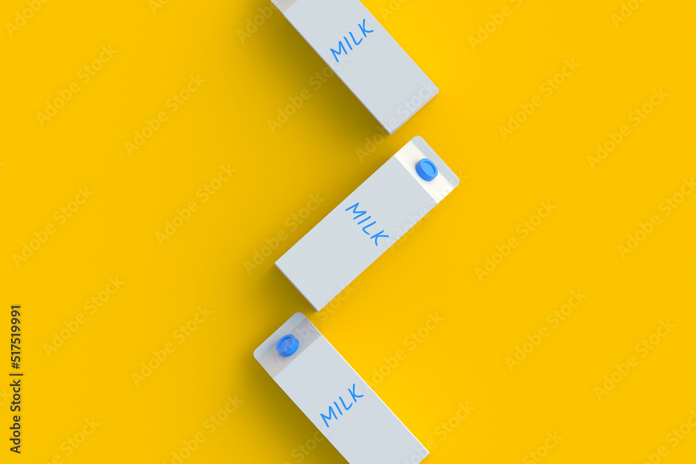 ภาพประกอบสต็อก Packaging of milk. Dairy beverage. Healthy drink. Top ...