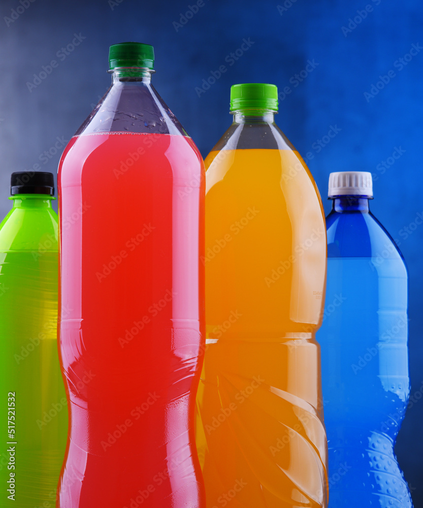 Plastic bottles of assorted carbonated soft drinks Stock Photo | Adobe ...