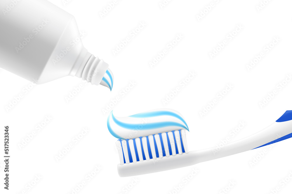 Toothpaste with brush, blank mock up tube. Dental care, whitening ...