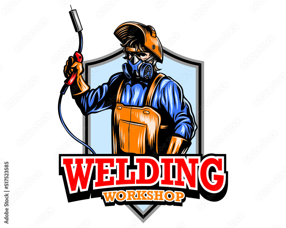 emblem style welding workshop logo vector Stock Vector | Adobe Stock