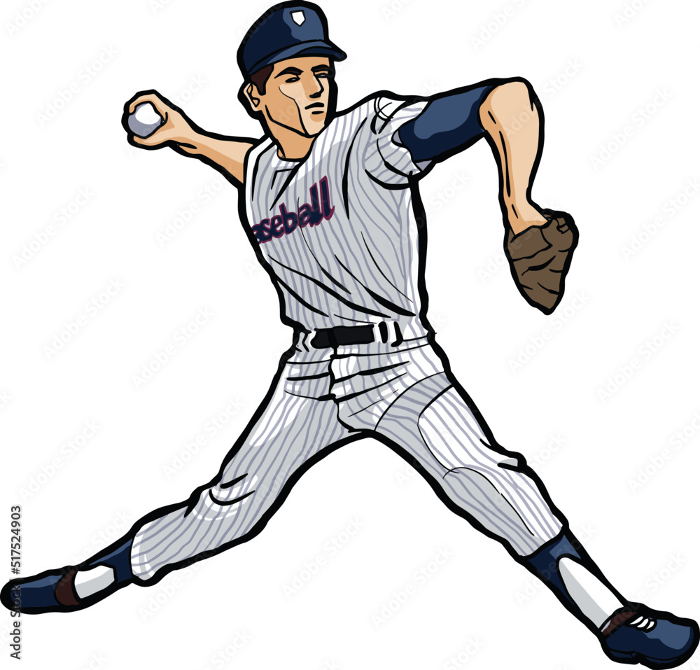 Baseball player throwing ball quickly Stock Vector | Adobe Stock