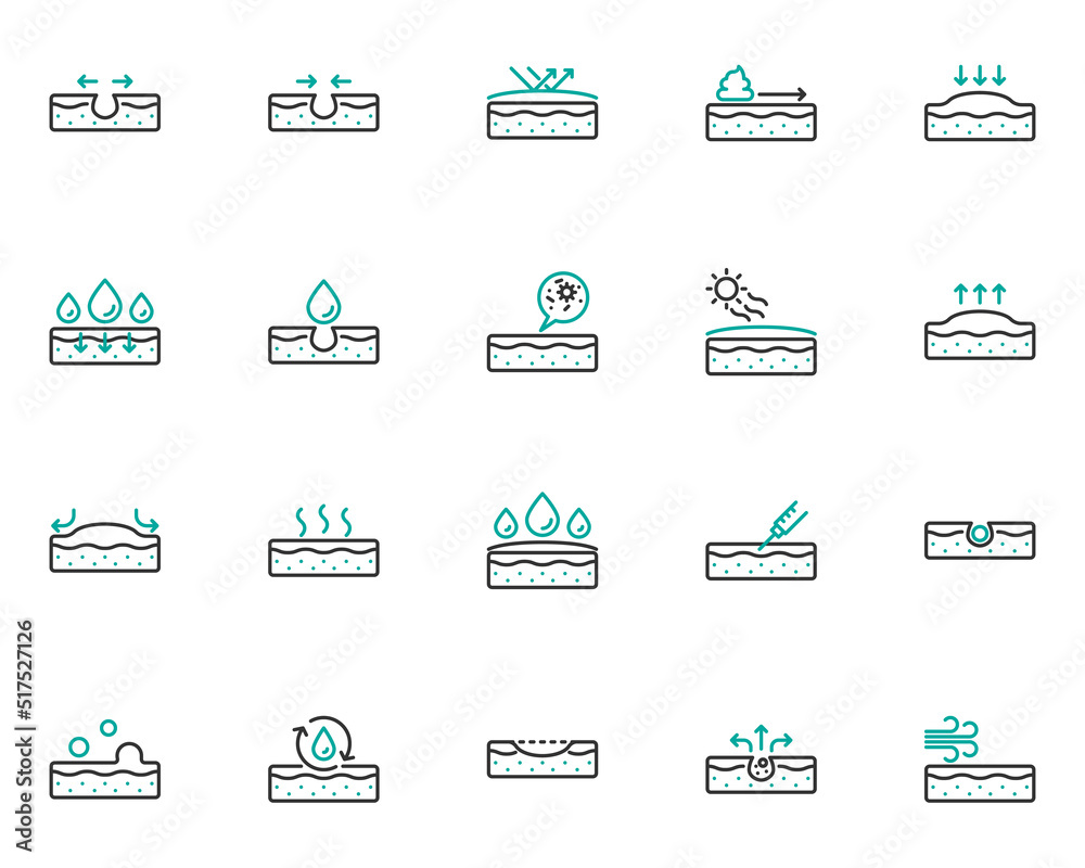 set of skin icons, epidermis, skin care Stock Vector | Adobe Stock
