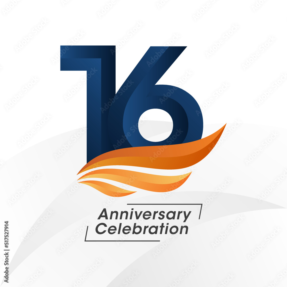 16 years anniversary design template. vector templates Stock Vector ...